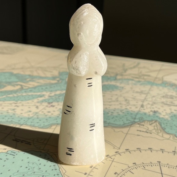 Holiday | Vintage Hand Carved White Alabaster Stone Caroller | Poshmark